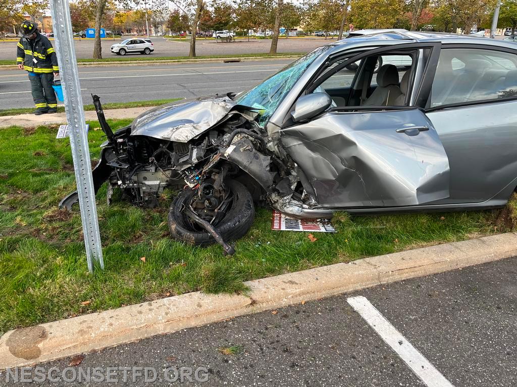 Motor Vehicle Accident Car vs Utility Pole On Middle Country Road ...