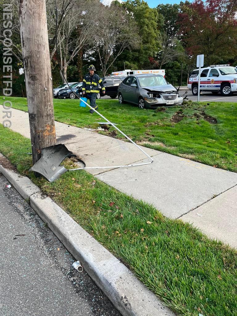 Motor Vehicle Accident Car vs Utility Pole On Middle Country Road ...