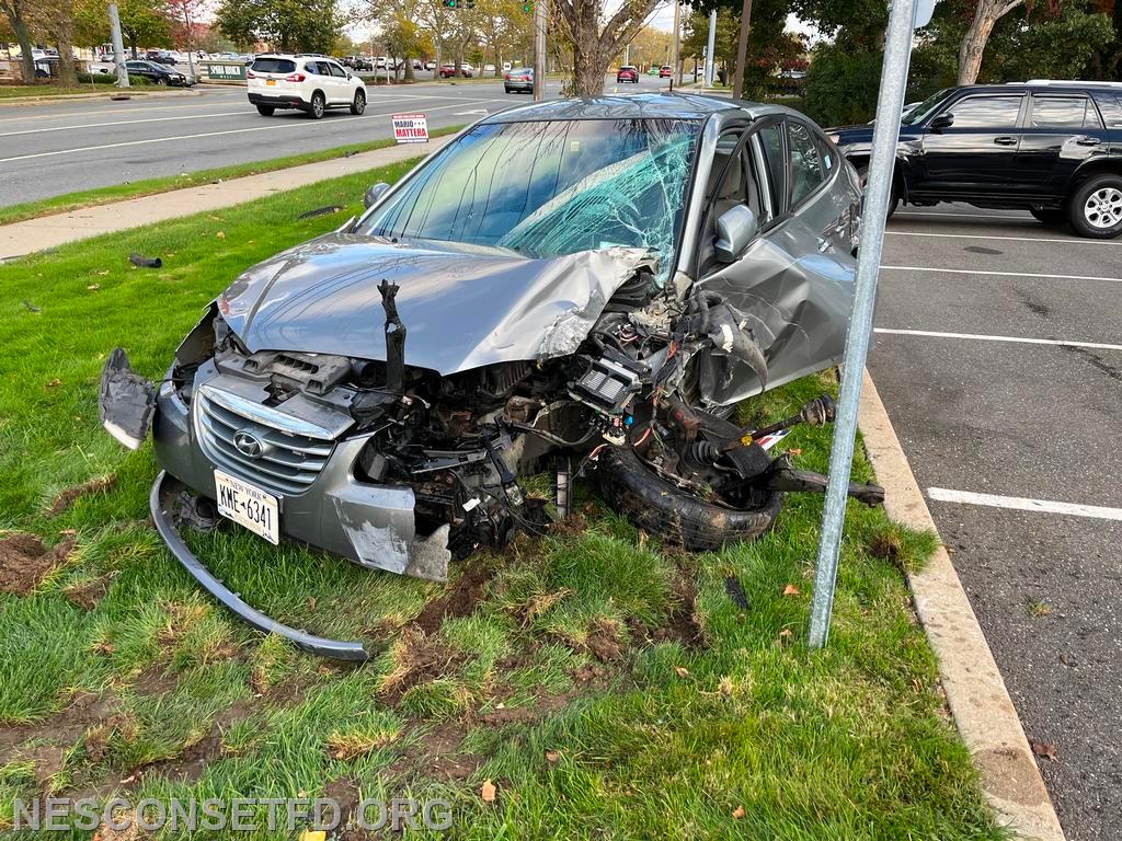 Motor Vehicle Accident Car vs Utility Pole On Middle Country Road ...